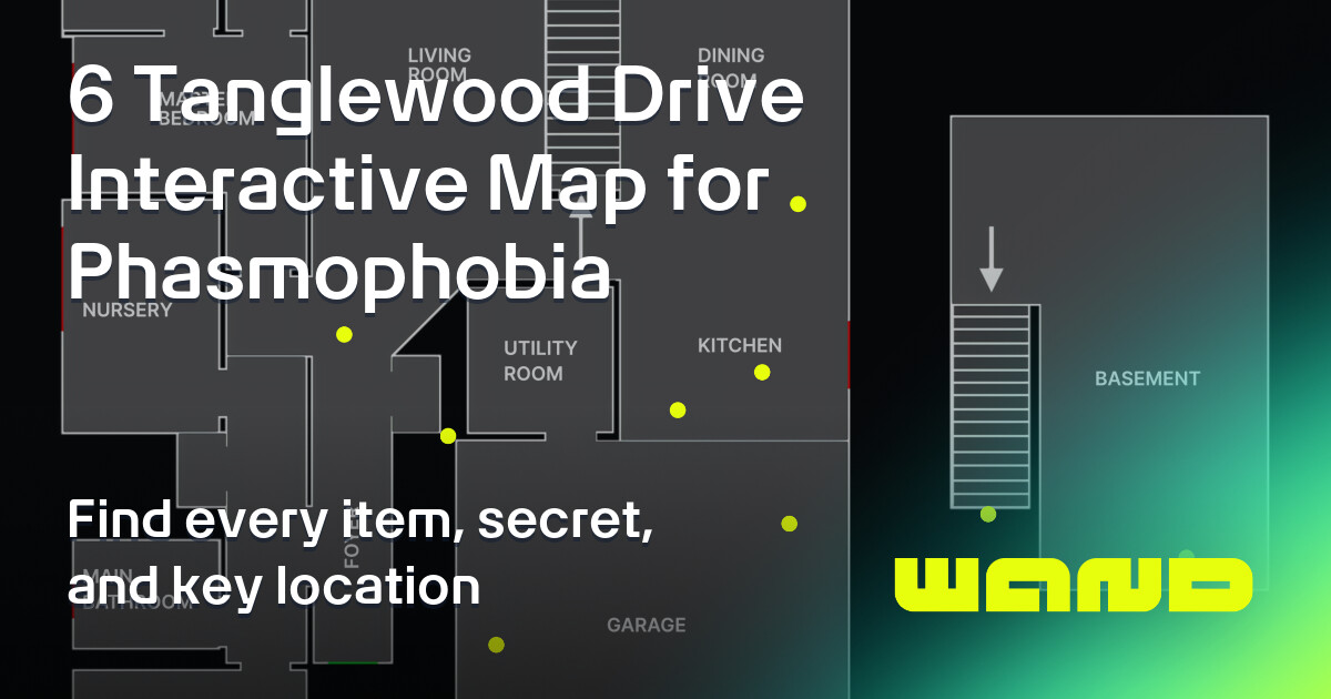 Mapa 6 Tanglewood Drive para Phasmophobia | Wand
