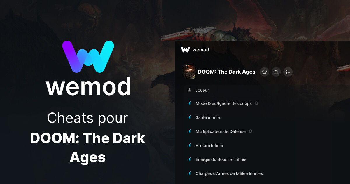 Cheats et trainers pour DOOM: The Dark Ages sur PC | WeMod