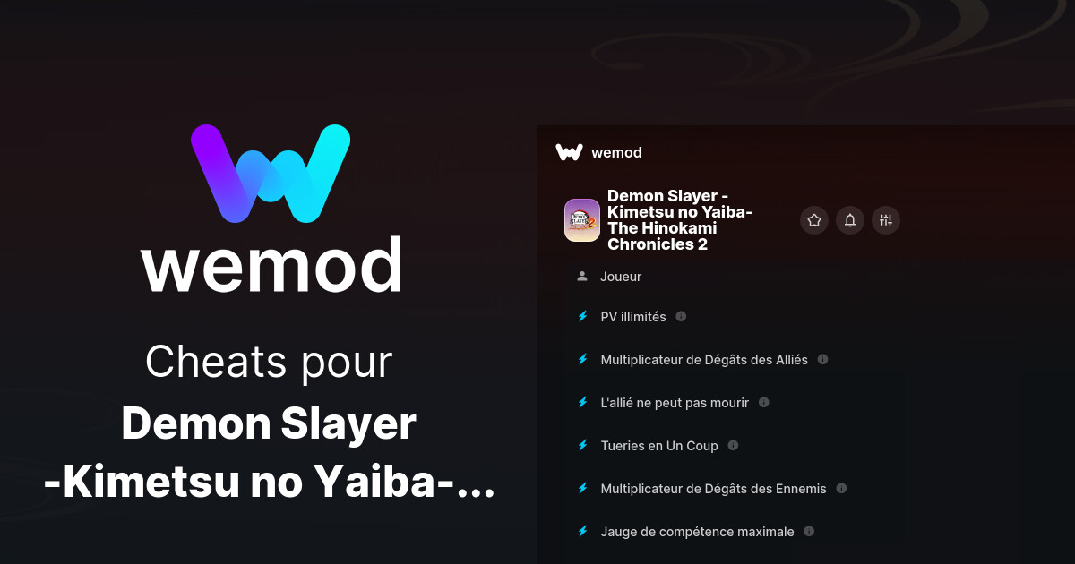 Cheats et trainers pour Demon Slayer -Kimetsu no Yaiba- The Hinokami Chronicles 2 sur PC | WeMod