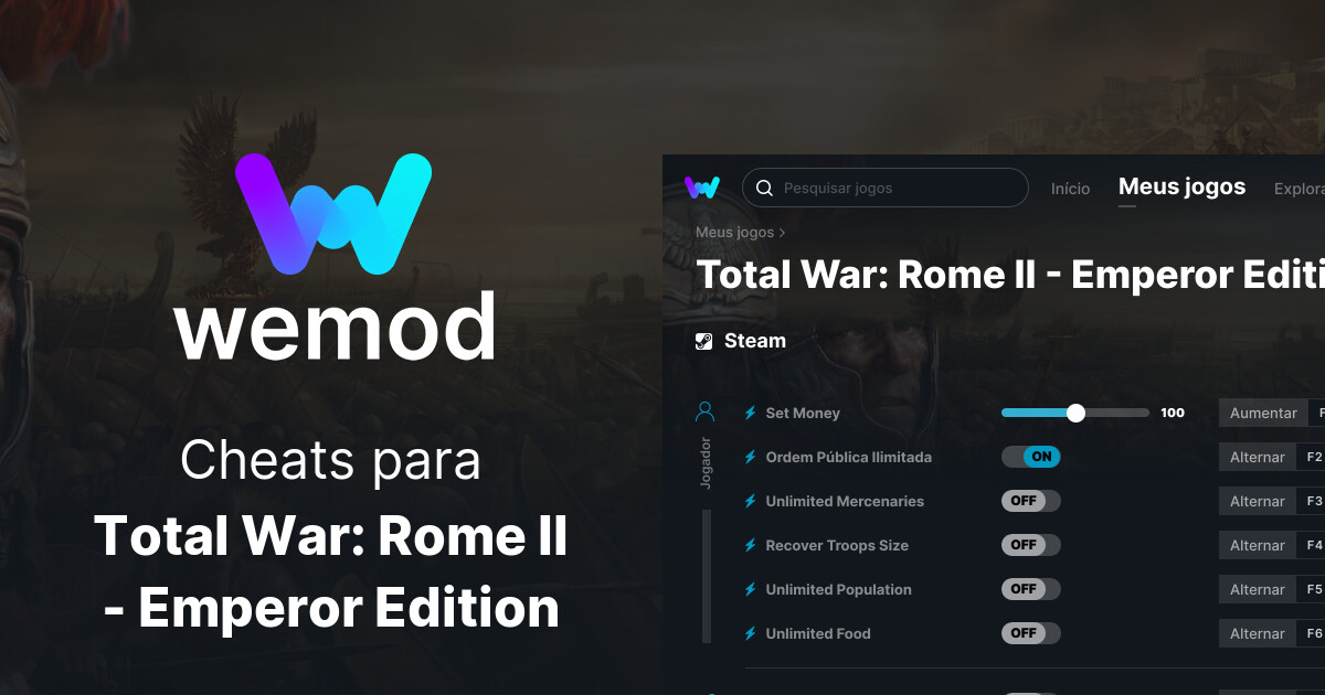 Cheats e Trainers para Total War: Rome II - Emperor Edition no PC - WeMod