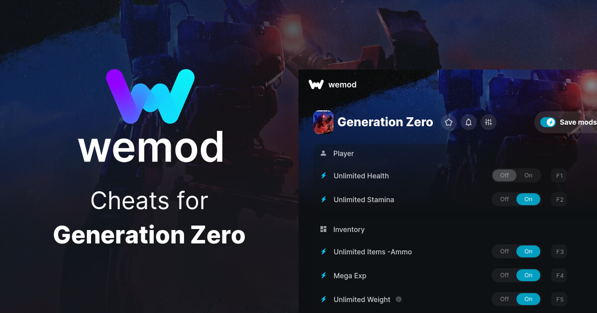 Generation Zero Cheats, Trainers and Maps for PC | WeMod