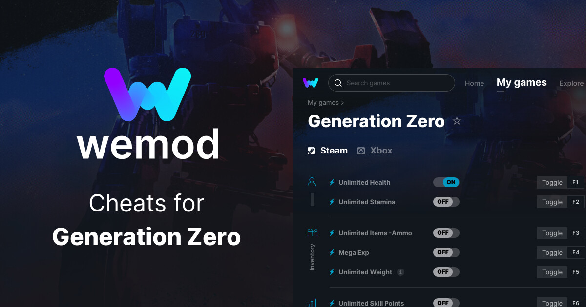 Generation Zero Cheats and Trainers for PC - WeMod