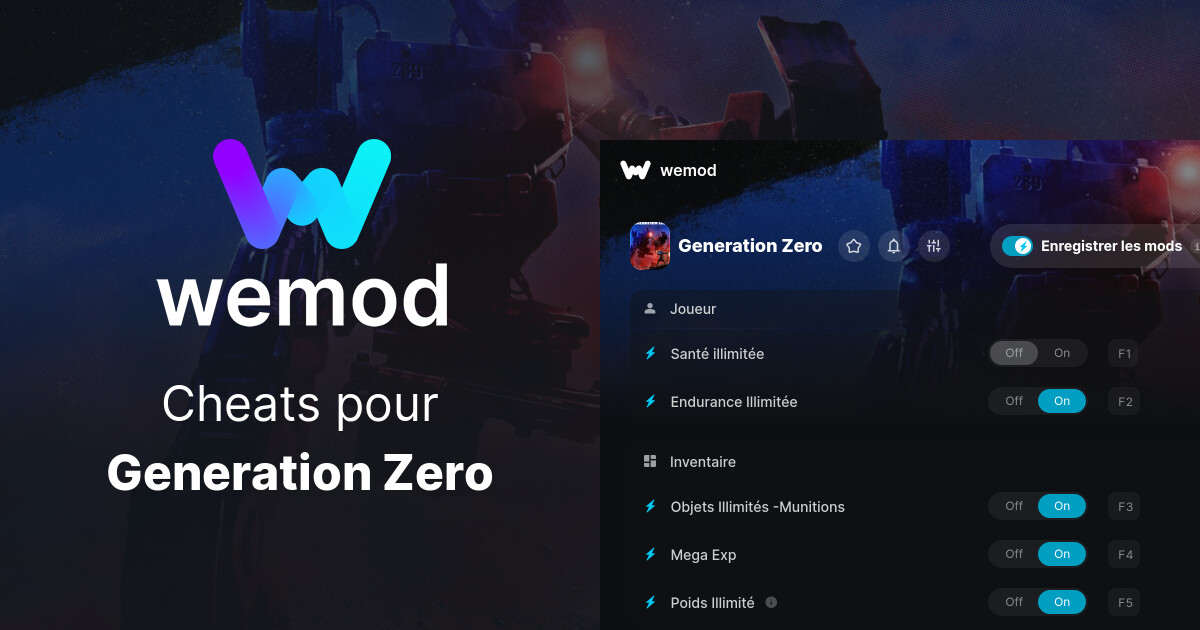 Cheats, trainers et cartes pour Generation Zero sur PC | WeMod