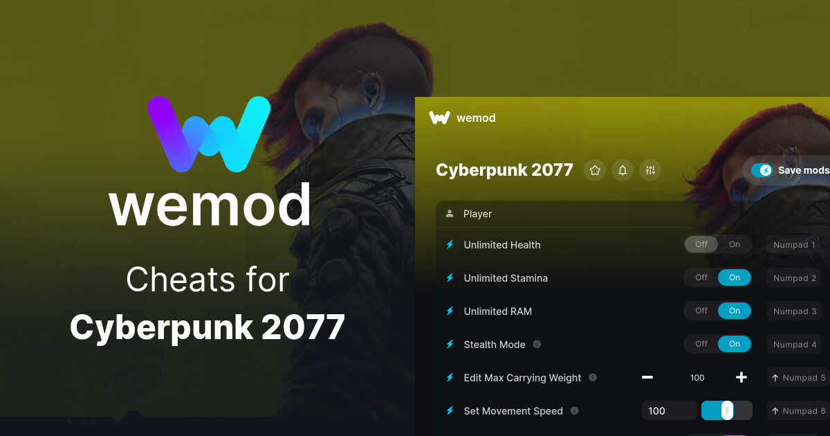 Cyberpunk 2077 Cheats, Trainers and Maps for PC | WeMod
