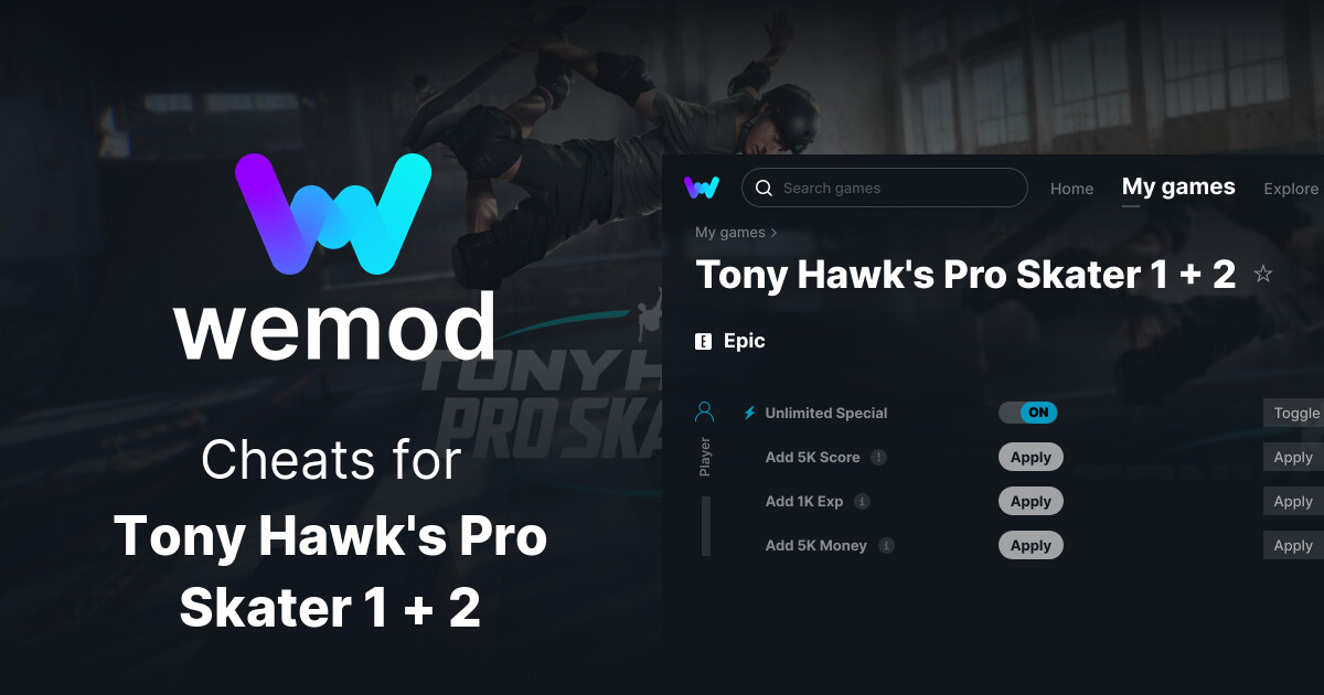Tony Hawk's Pro Skater 1 + 2 Cheats & Trainers for PC | WeMod