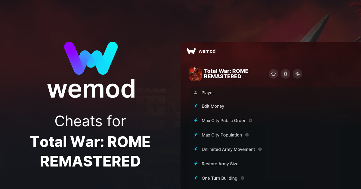 Total War: ROME REMASTERED Cheats & Trainers for PC | WeMod