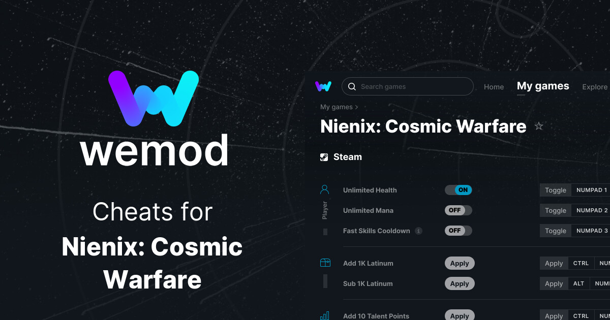 Nienix: Cosmic Warfare Cheats and Trainers for PC - WeMod