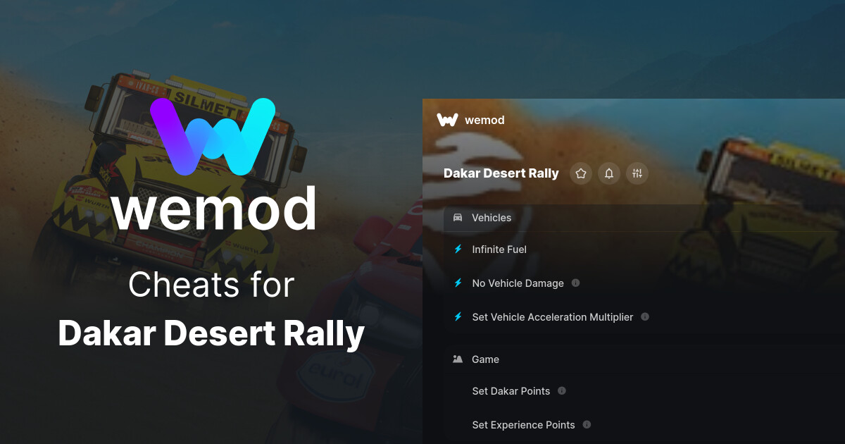 Dakar Desert Rally Cheats & Trainers for PC | WeMod