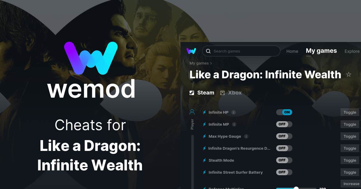Like a Dragon: Infinite Wealth Cheats & Trainers for PC | WeMod