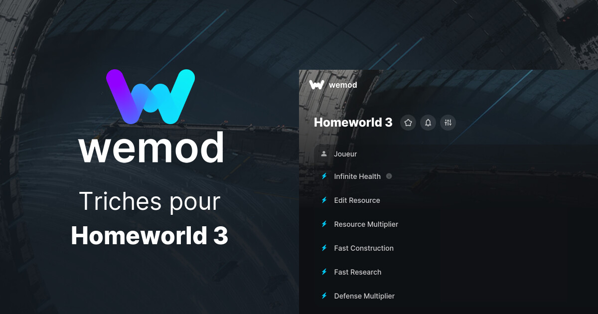 Cheats et trainers pour Homeworld 3 sur PC | WeMod