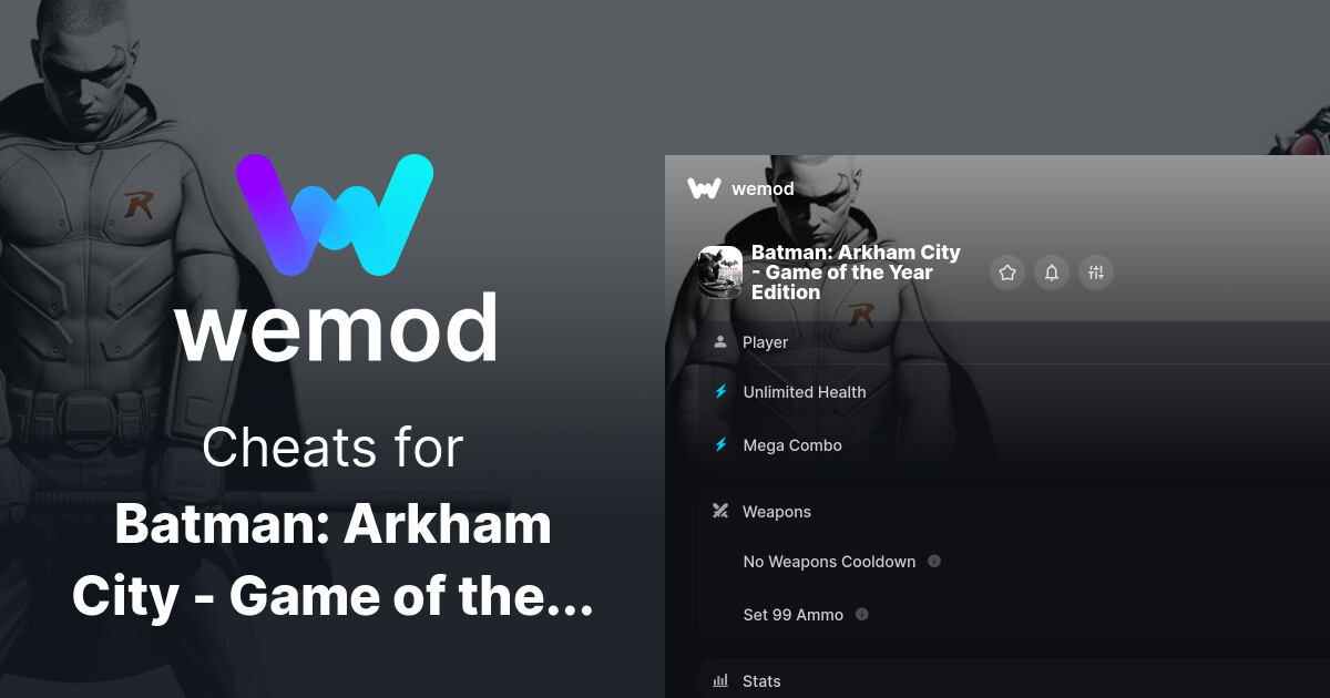 Batman: Arkham City - Game of the Year Edition Cheats & Trainers for PC ...