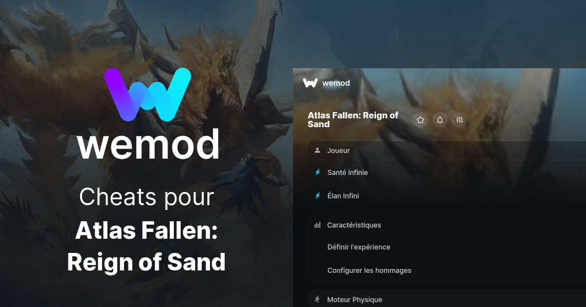 Cheats et trainers pour Atlas Fallen: Reign of Sand sur PC | WeMod