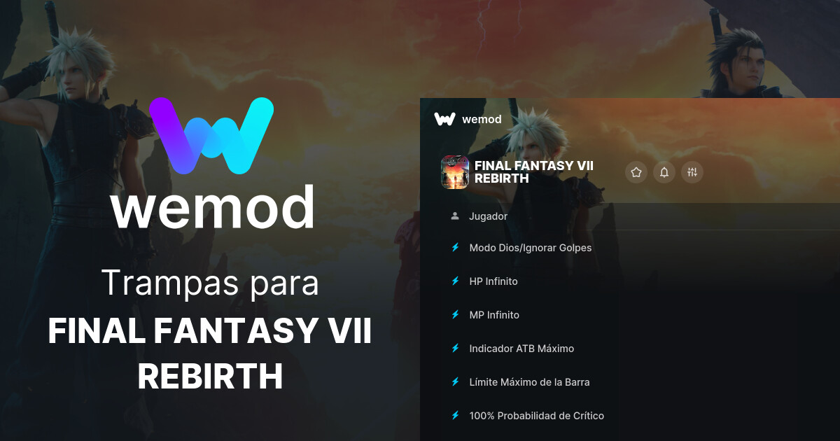 Trampas, trainers y mapas de FINAL FANTASY VII REBIRTH para PC | WeMod