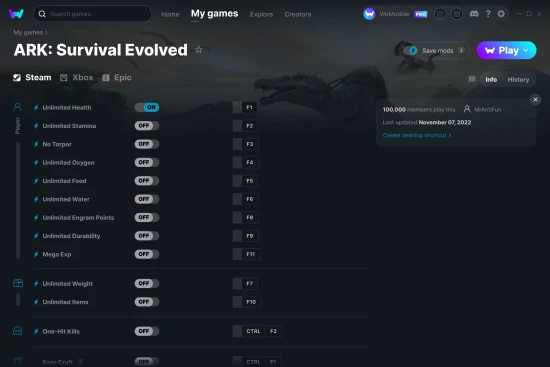 ARK: Survival Evolved Cheats & Trainers for PC | WeMod