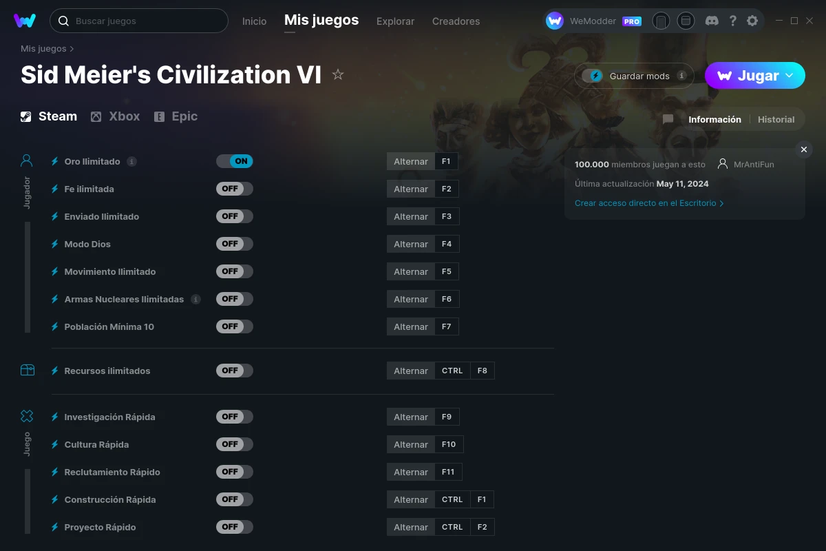 Trampas y Trainers de Sid Meier's Civilization VI para PC | WeMod