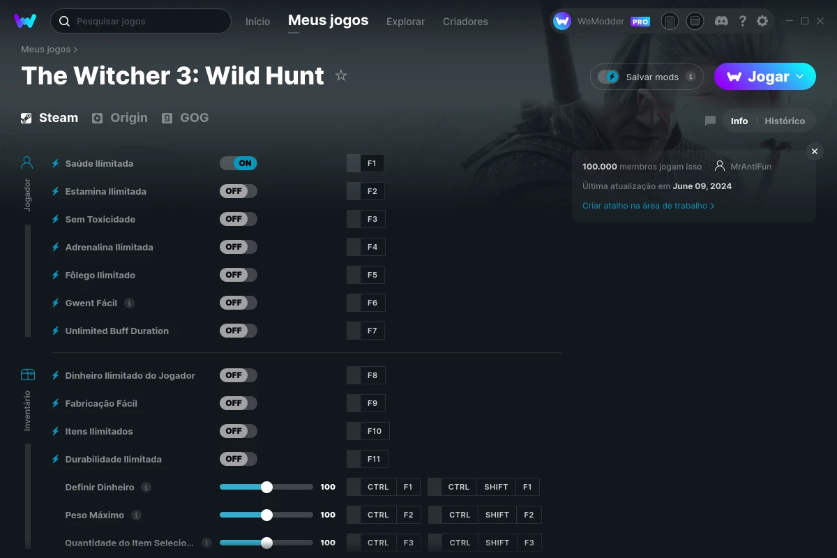 Cheats e Trainers para The Witcher 3: Wild Hunt no PC - WeMod