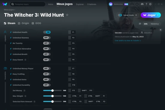 Cheats e Trainers para The Witcher 3: Wild Hunt no PC - WeMod
