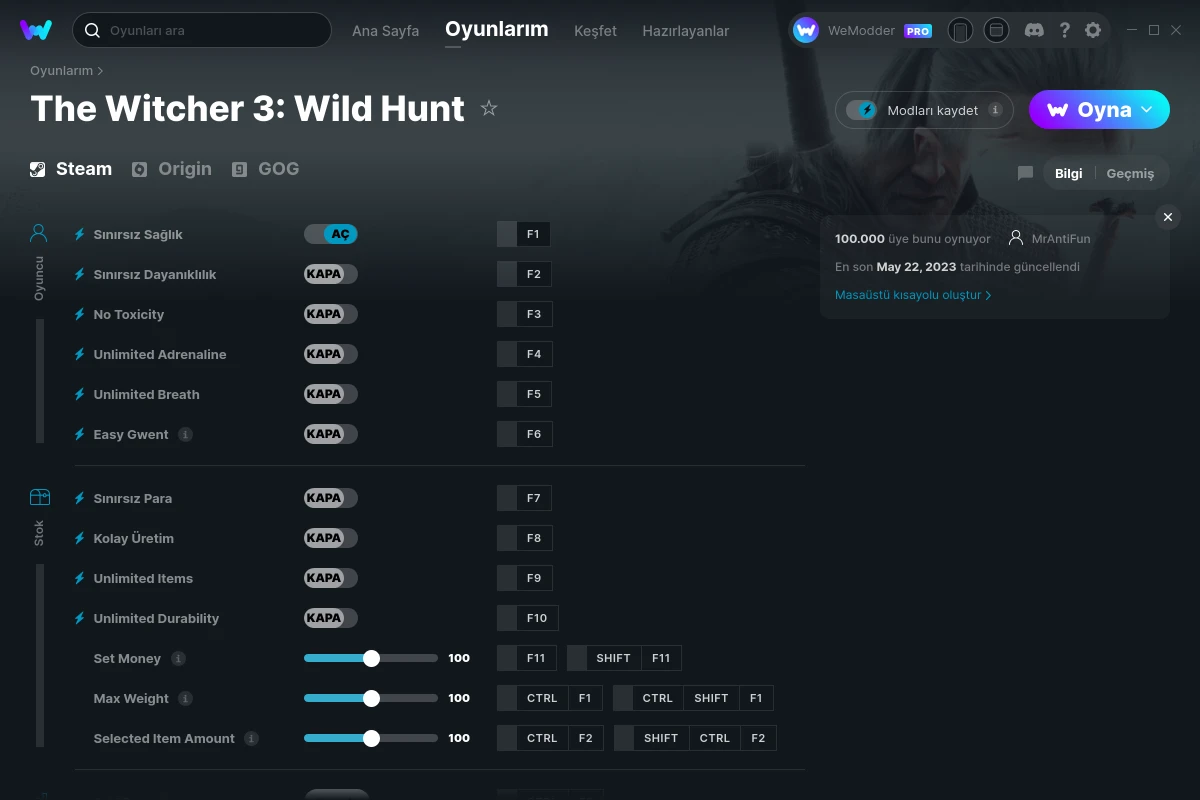 PC içinThe Witcher 3: Wild Hunt Hileler ve Öğreticiler | WeMod