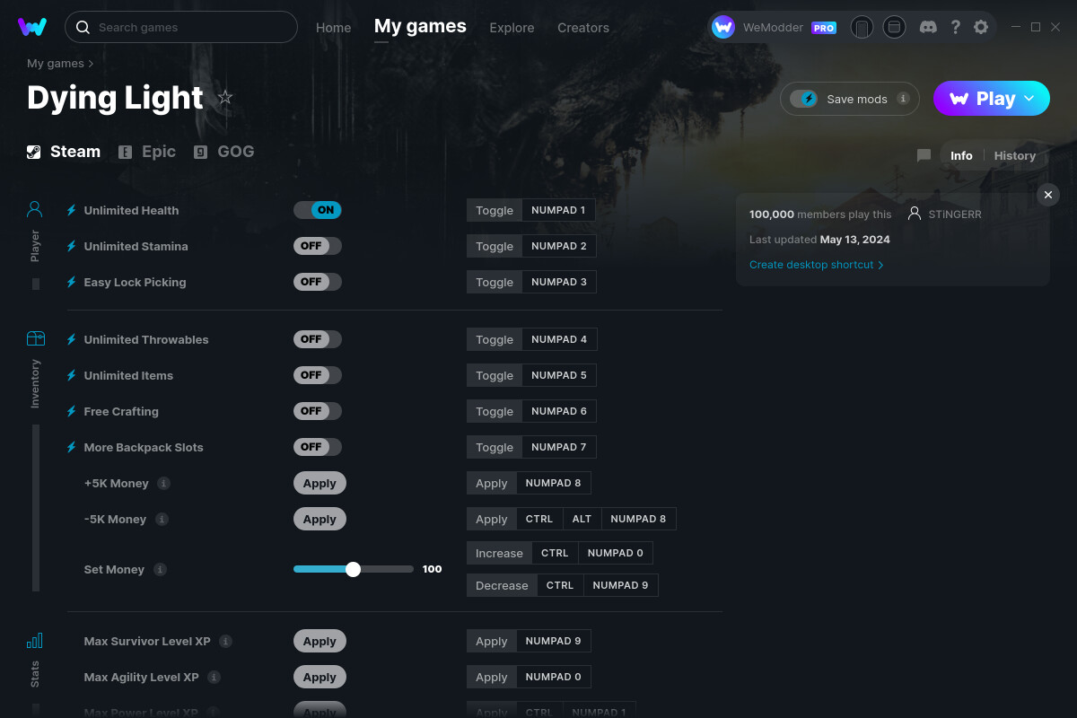 Dying Light Cheats and Trainer for Steam - Trainers - WeMod Community