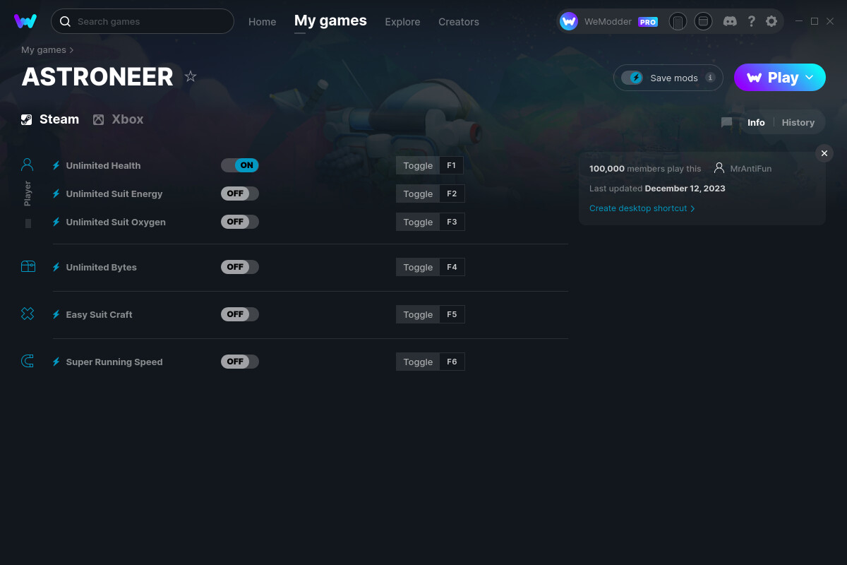 ASTRONEER Cheats and Trainer for Steam - Trainers - WeMod Community