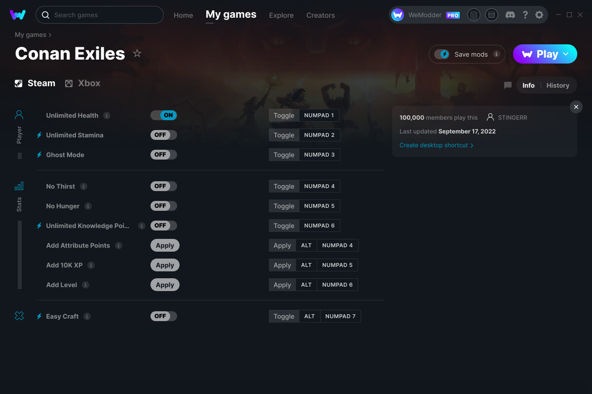 Conan Exiles Cheats and Trainer for Steam - Trainers - WeMod Community