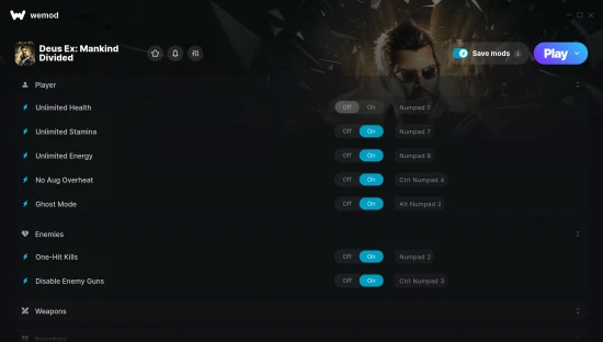 Deus Ex: Mankind Divided Cheats & Trainers for PC | WeMod