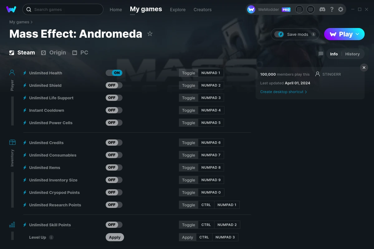 Mass Effect: Andromeda Cheats & Trainers for PC | WeMod