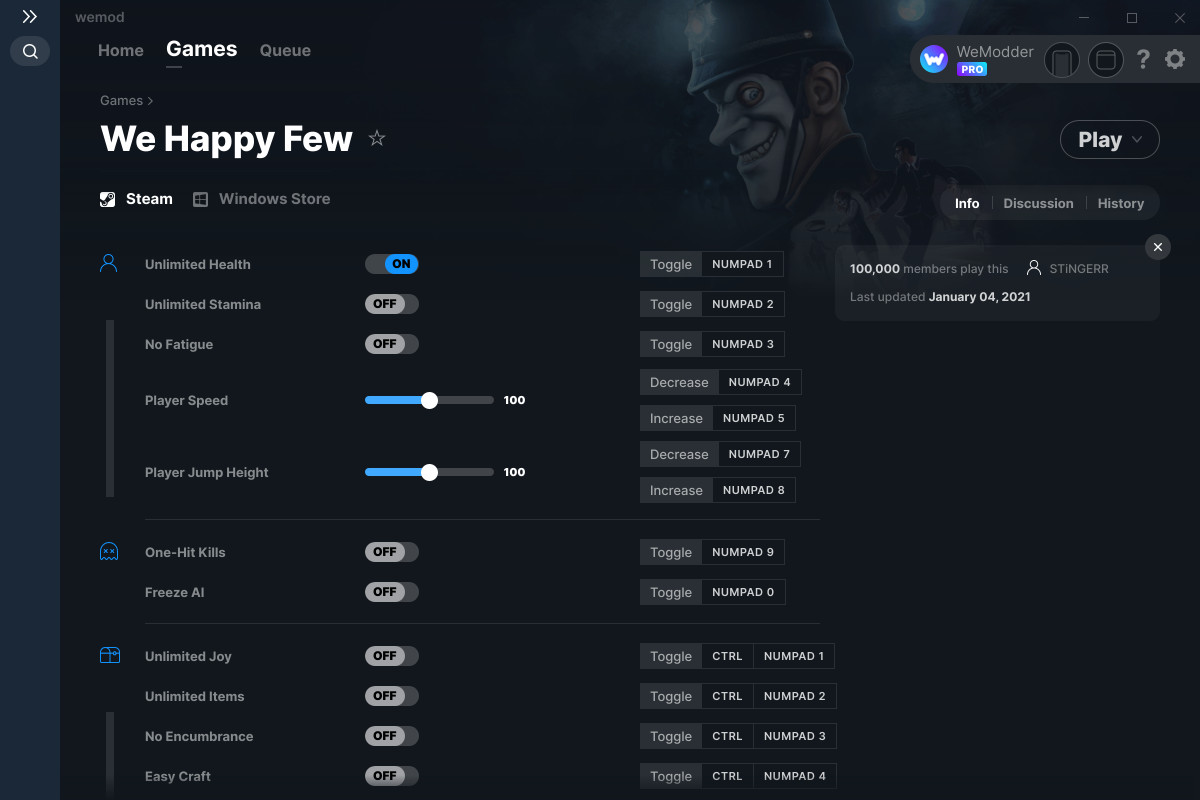 We Happy Few Cheats and Trainer for Steam - Trainers - WeMod Community