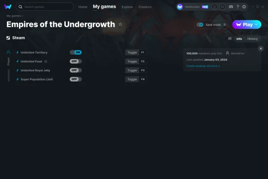 Empires of the Undergrowth Cheats & Trainers for PC | WeMod