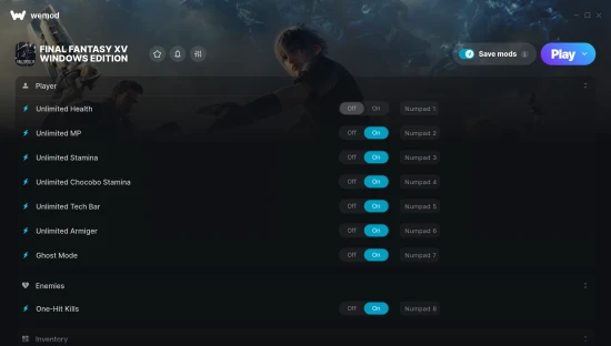 FINAL FANTASY XV WINDOWS EDITION Cheats & Trainers for PC | WeMod