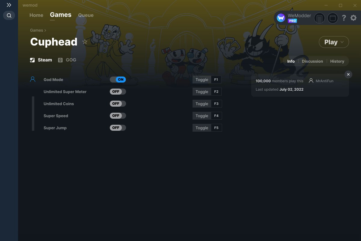 Cuphead Cheats and Trainer for Steam - Trainers - WeMod Community