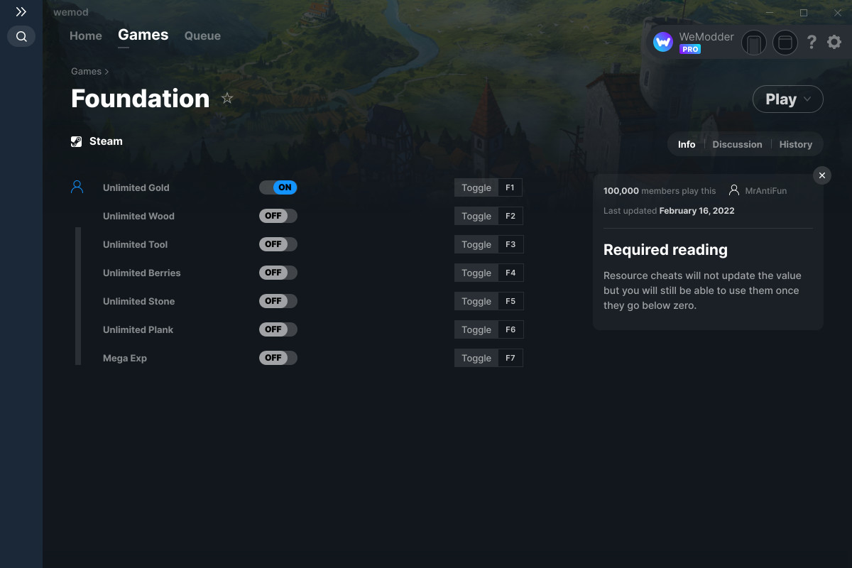 Foundation Cheats and Trainer for Steam - Trainers - WeMod Community