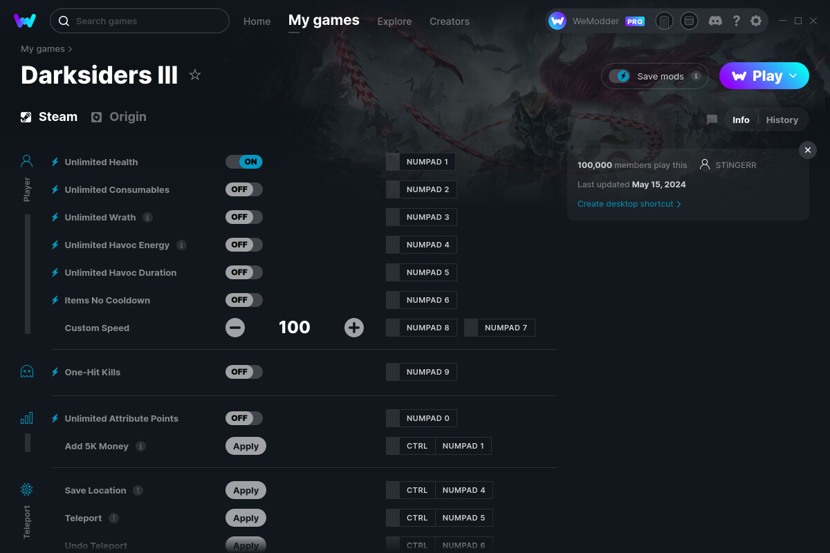 Darksiders III Cheats and Trainer for Steam - Trainers - WeMod Community