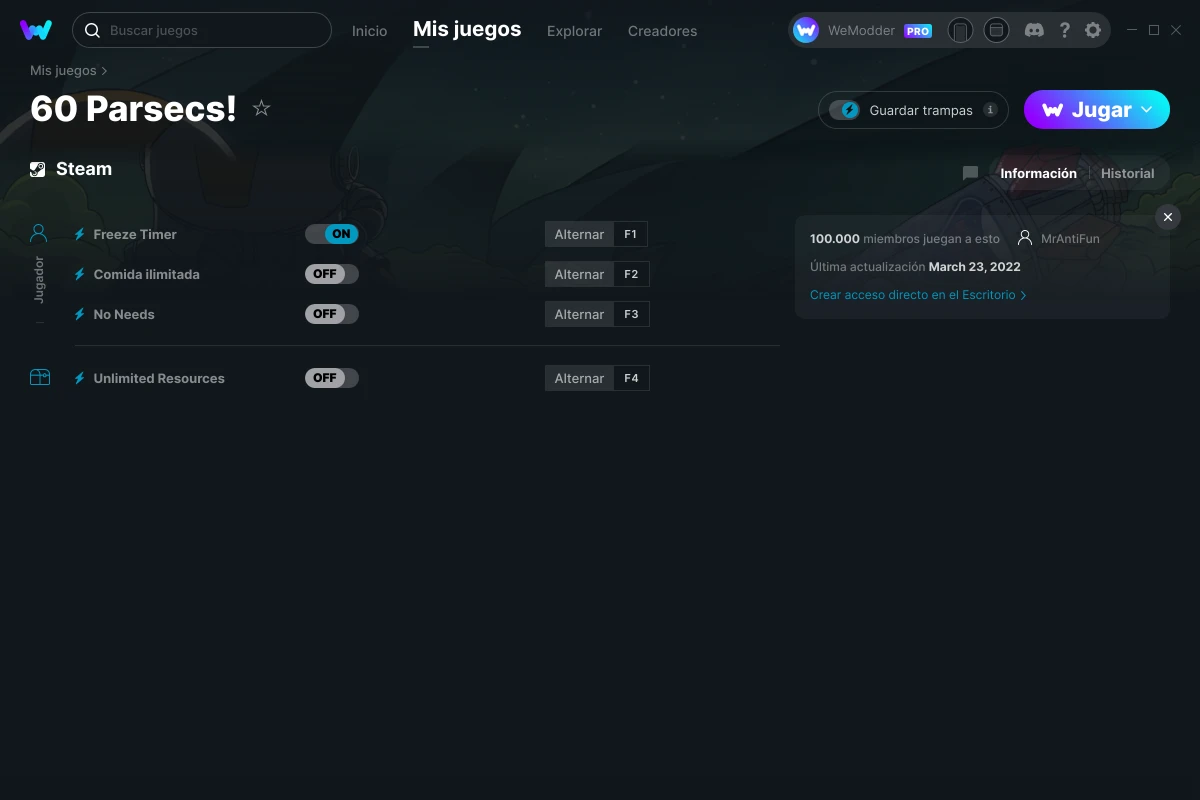 Trampas y Trainers de 60 Parsecs! para PC | WeMod