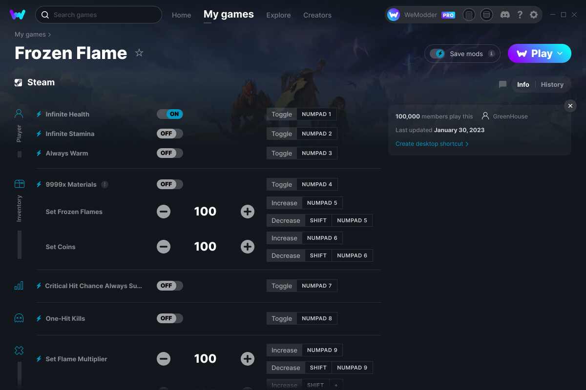 Frozen Flame Cheats and Trainer for Steam - Trainers - WeMod Community