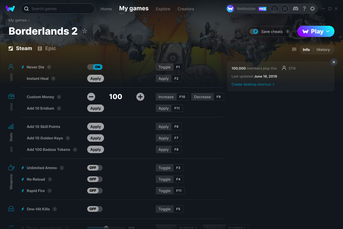 Borderlands 2 Cheats and Trainer for Steam - Trainers - WeMod Community