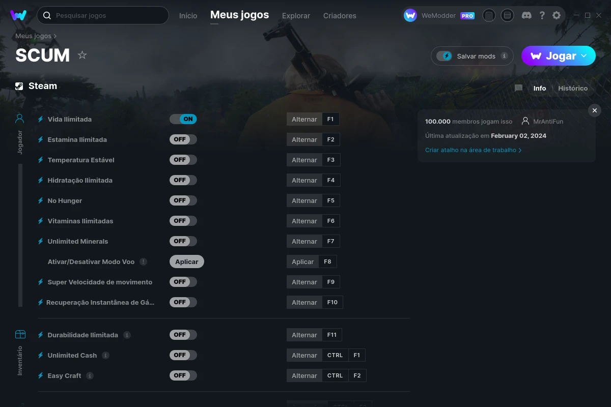 Cheats e Trainers para SCUM no PC - WeMod