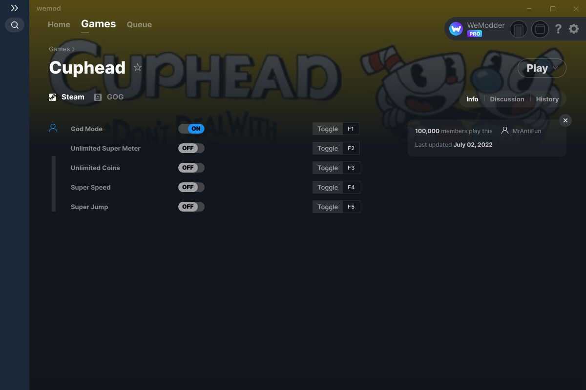 Cuphead Cheats and Trainer for GOG - Trainers - WeMod Community