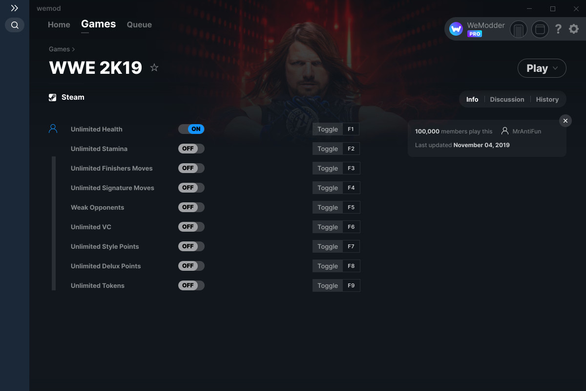 WWE 2K19 Cheats and Trainer for Steam - Trainers - WeMod Community