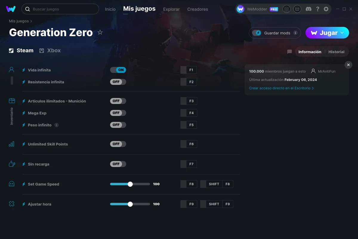 Trampas y Trainers de Generation Zero para PC | WeMod
