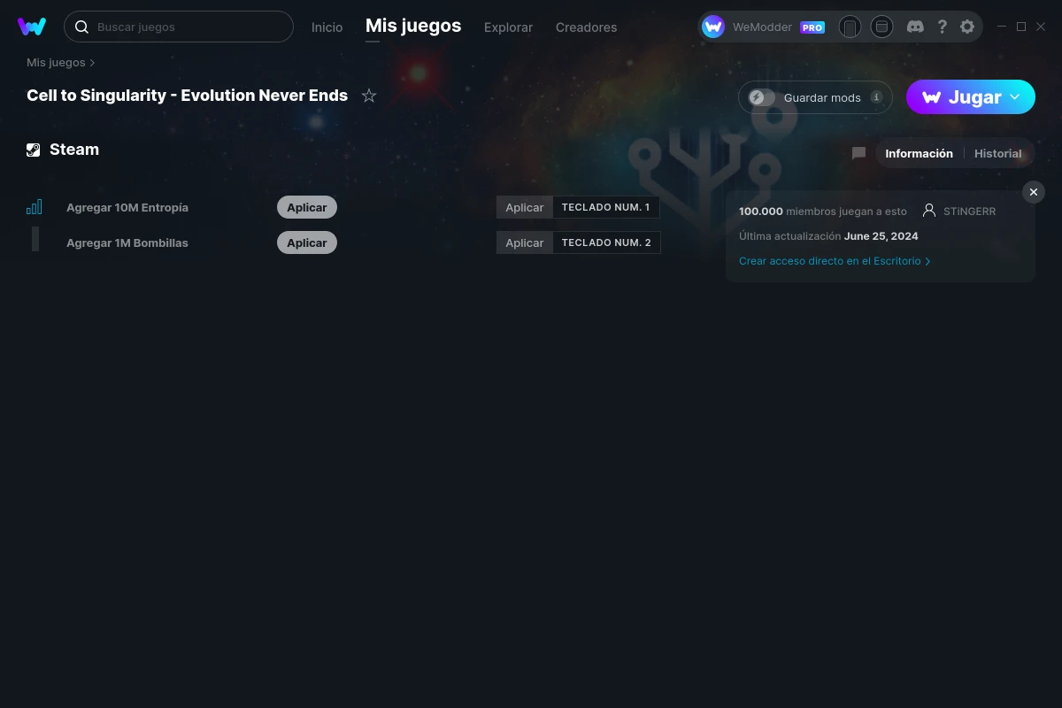 Trampas y Trainers de Cell to Singularity - Evolution Never Ends para PC | WeMod