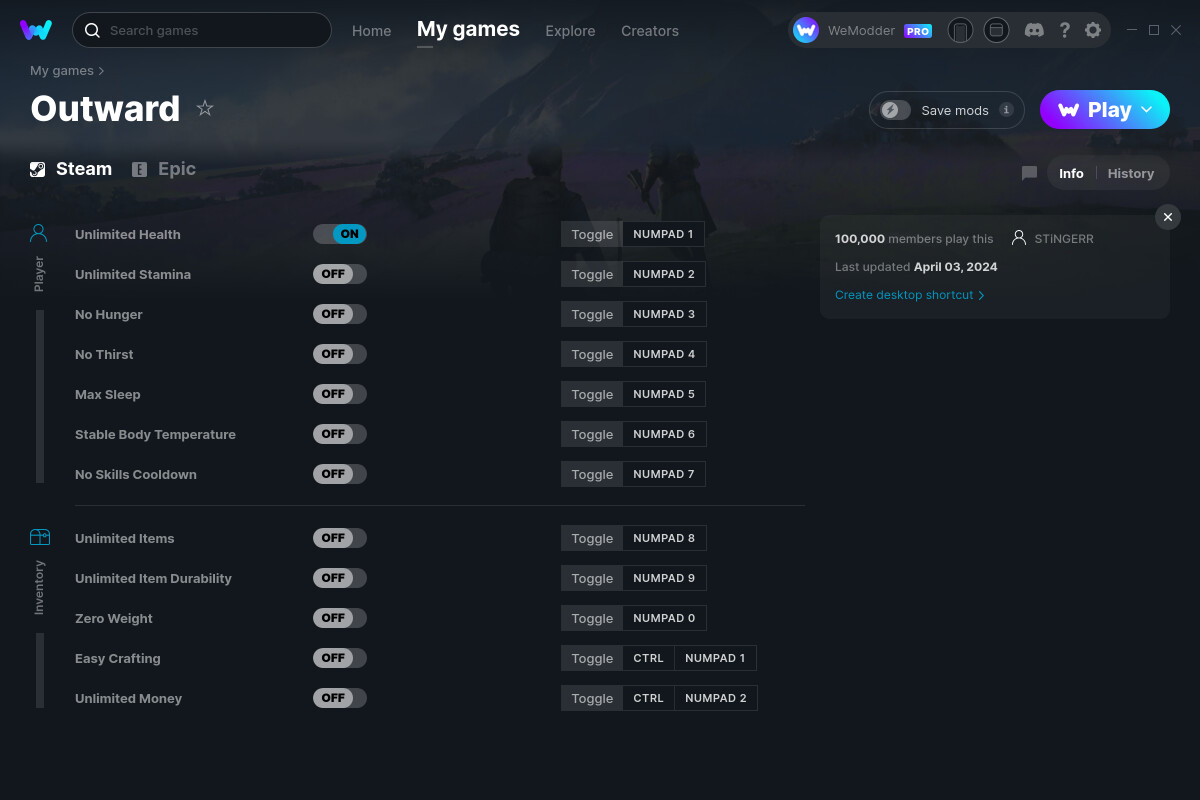 Outward Cheats and Trainer for Steam - Trainers - WeMod Community