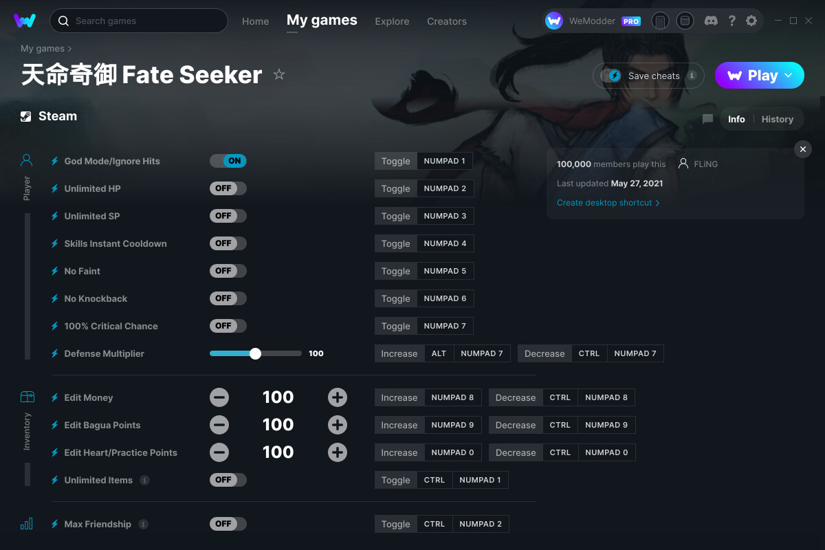 天命奇御 Fate Seeker Cheats and Trainer for Steam - Trainers - WeMod Community