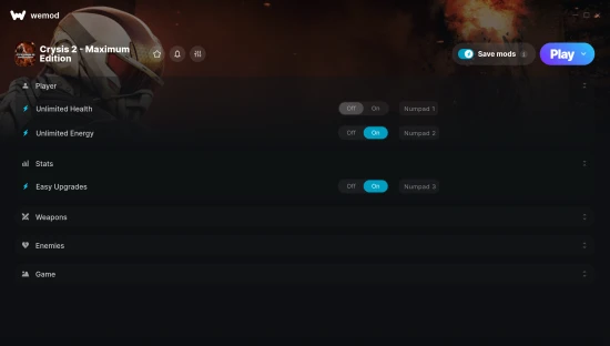 Crysis 2 - Maximum Edition Cheats & Trainers for PC | WeMod