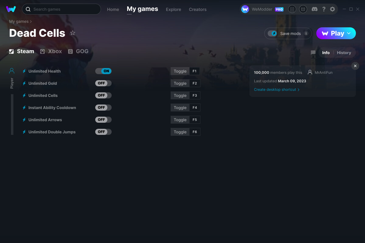 Dead Cells Cheats and Trainer for Xbox - Trainers - WeMod Community