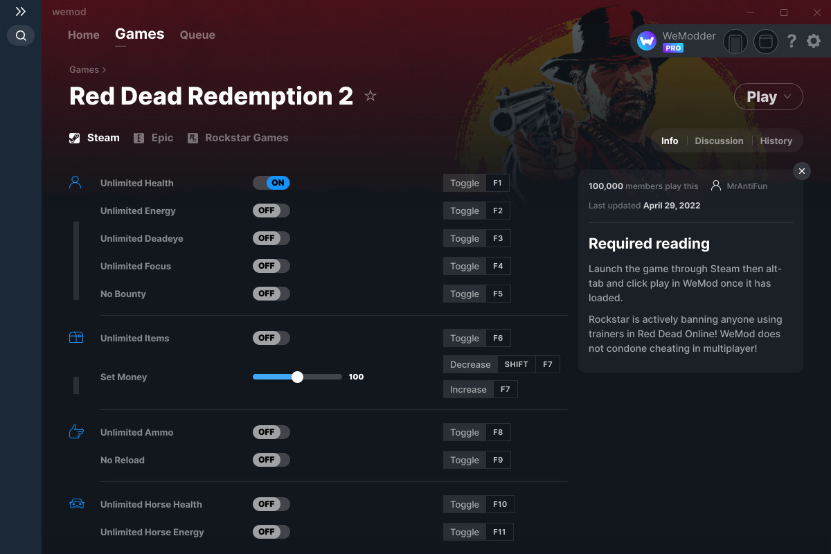 Red Dead Redemption 2 Cheats and Trainer for Steam - Trainers - WeMod ...