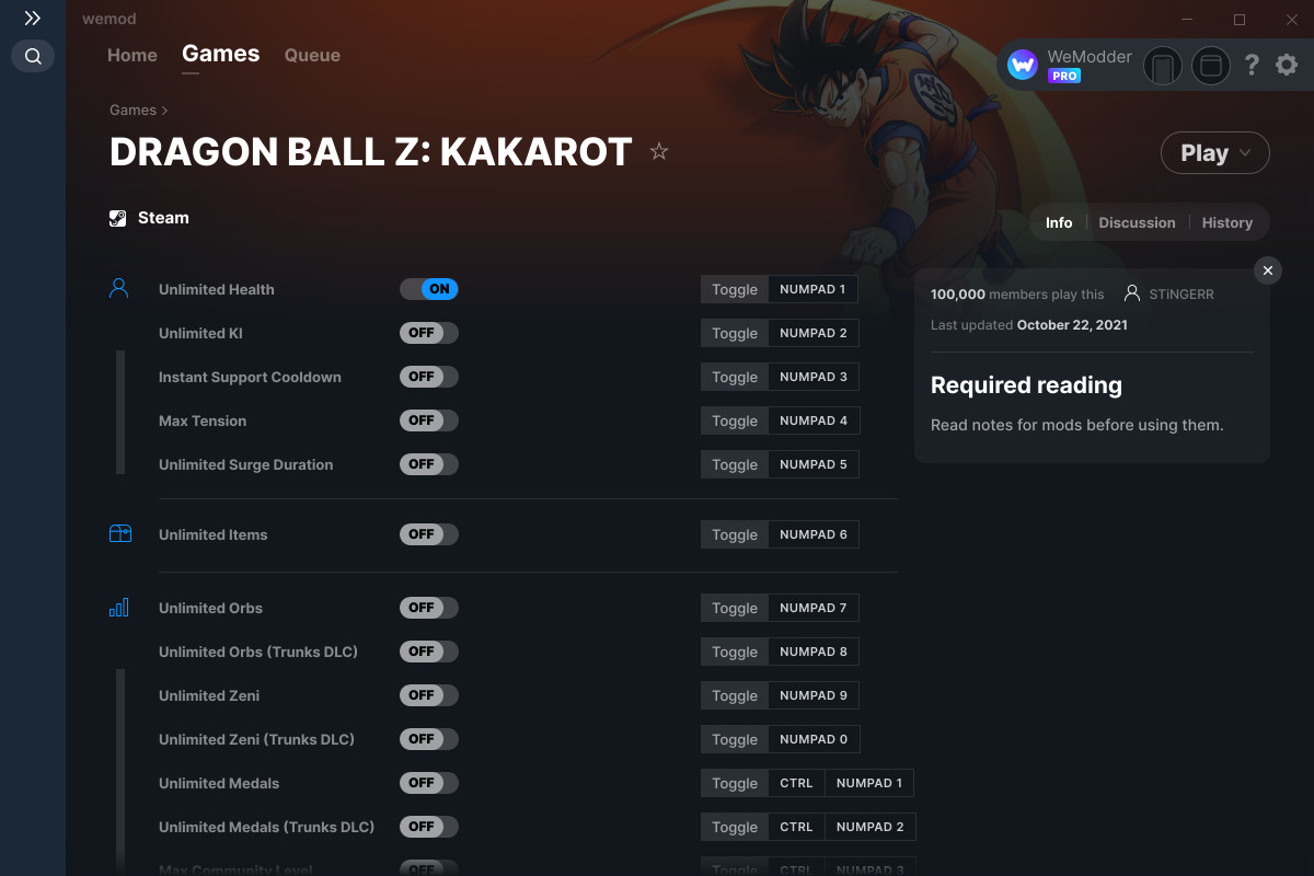 DRAGON BALL Z: KAKAROT Cheats and Trainer for Steam - Trainers - WeMod ...