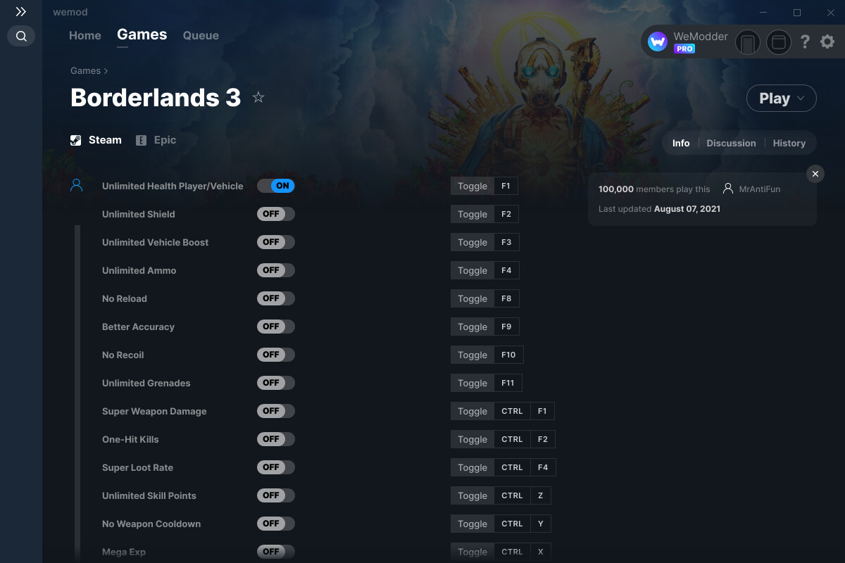 Borderlands 3 Cheats and Trainer for Steam - Trainers - WeMod Community