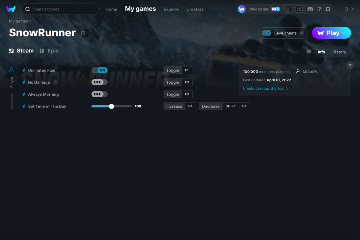 SnowRunner Cheats and Trainer for Epic Games - Trainers - WeMod Community