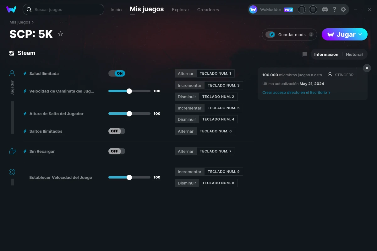 Trampas y Trainers de SCP: 5K para PC | WeMod